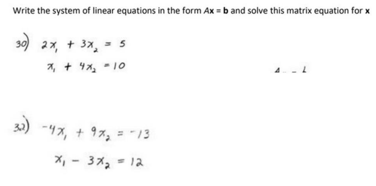 Solved Write the system of linear equations in the form Ax=b | Chegg.com