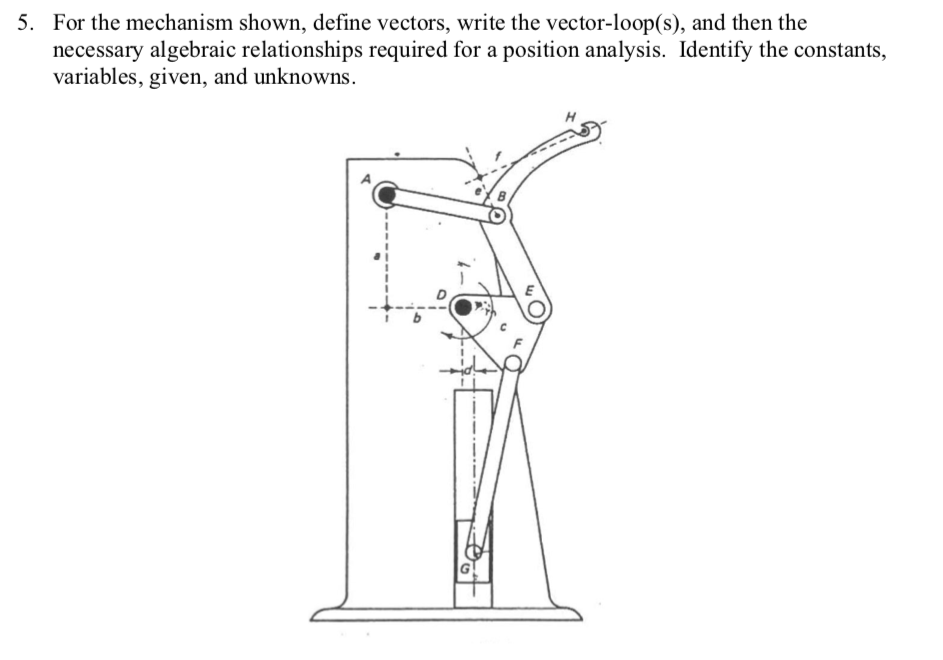 Solved 5. For the mechanism shown, define vectors, write the | Chegg.com