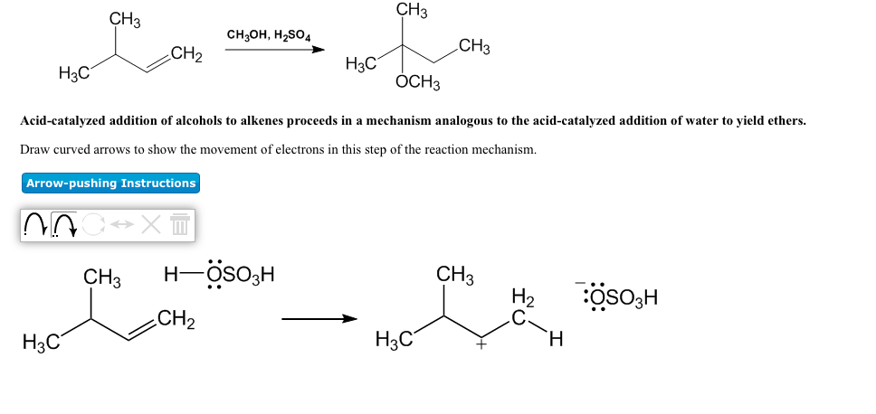 Solved Reaction Of 2 Methylpropene With Ch Oh In The