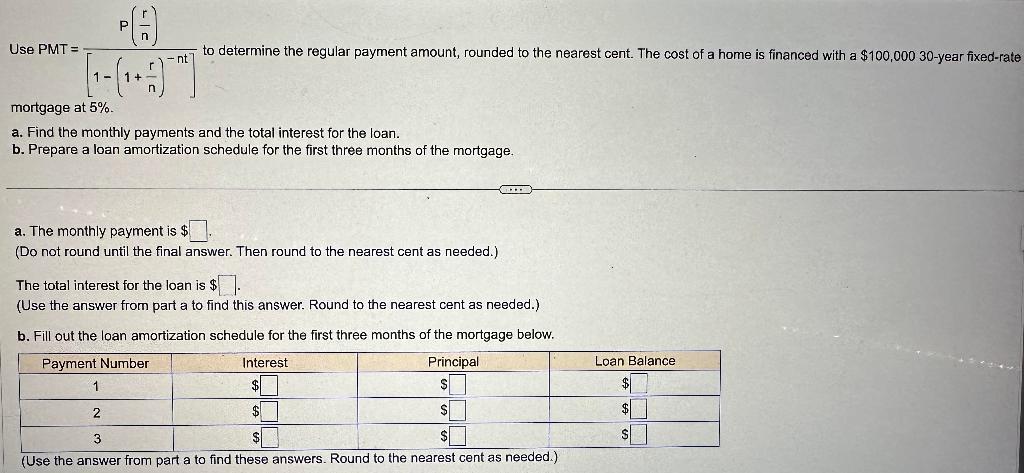 Solved Use PMT =[1−(1+nr)−nt]P(nr) to determine the regular | Chegg.com