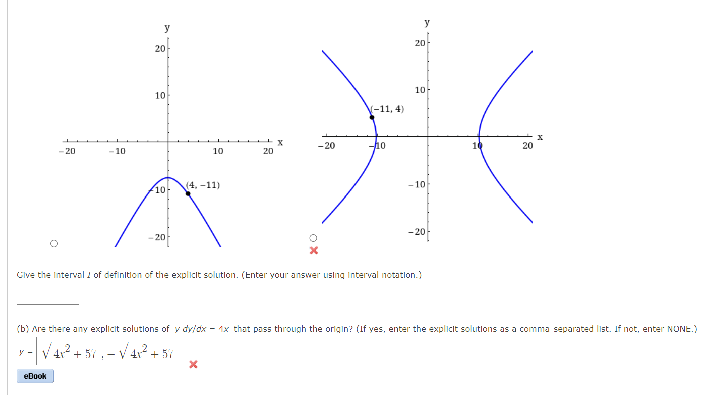 Solved y=4x2+57 x Sketch the graph of the explicit solution | Chegg.com