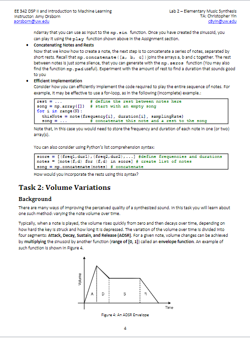 Solved Task 1: Generating Musical Notes Background For this | Chegg.com