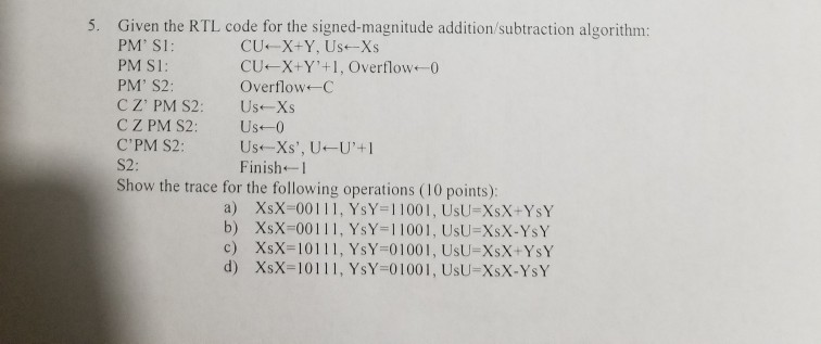 Solved Given the RTL code for the signed-magnitude | Chegg.com