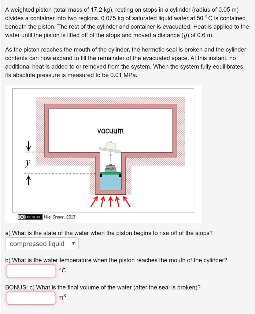 Solved A weighted piston (total mass of 17.2 kg), resting on | Chegg.com