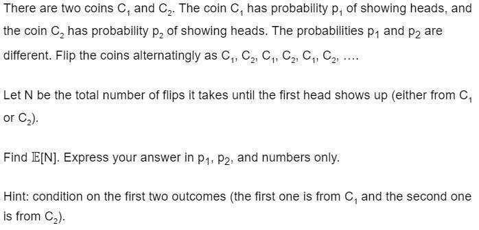 Solved There are two coins C, and C2. The coin C, has | Chegg.com