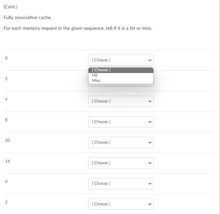 Solved Consider the same sequence of memory address accesses | Chegg.com