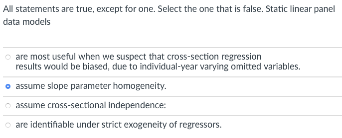 Solved All statements are true, except for one. Select the | Chegg.com