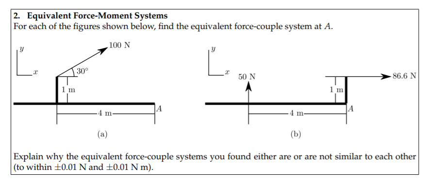 Solved 2. Equivalent Force-Moment Systems For each of the | Chegg.com