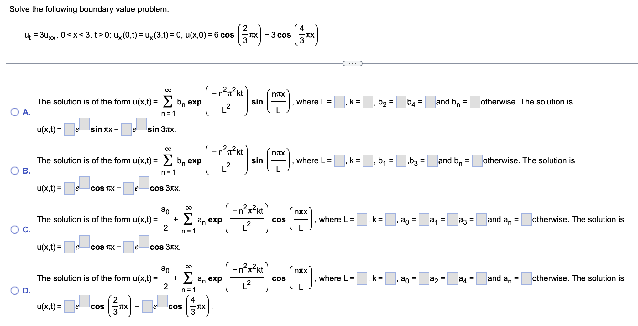 Solved Solve the following boundary value problem. | Chegg.com