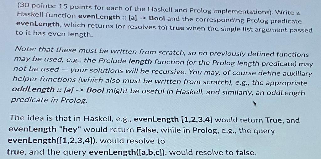 Solved (30 points: 15 points for each of the Haskell and | Chegg.com