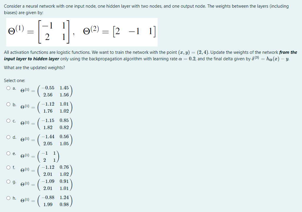 Solved Consider a neural network with one input node, one | Chegg.com