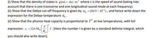 Solved Debye model (2D). Construct a Debye theory of the | Chegg.com