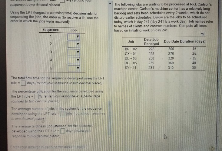 Solved Using the EDD (earliest due date) decision rule for | Chegg.com