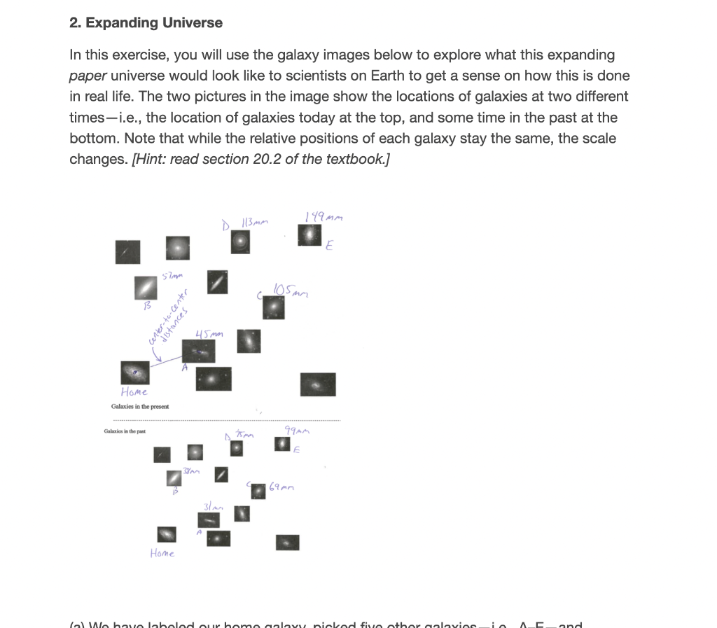 Solved 2. Expanding Universe In this exercise, you will use | Chegg.com