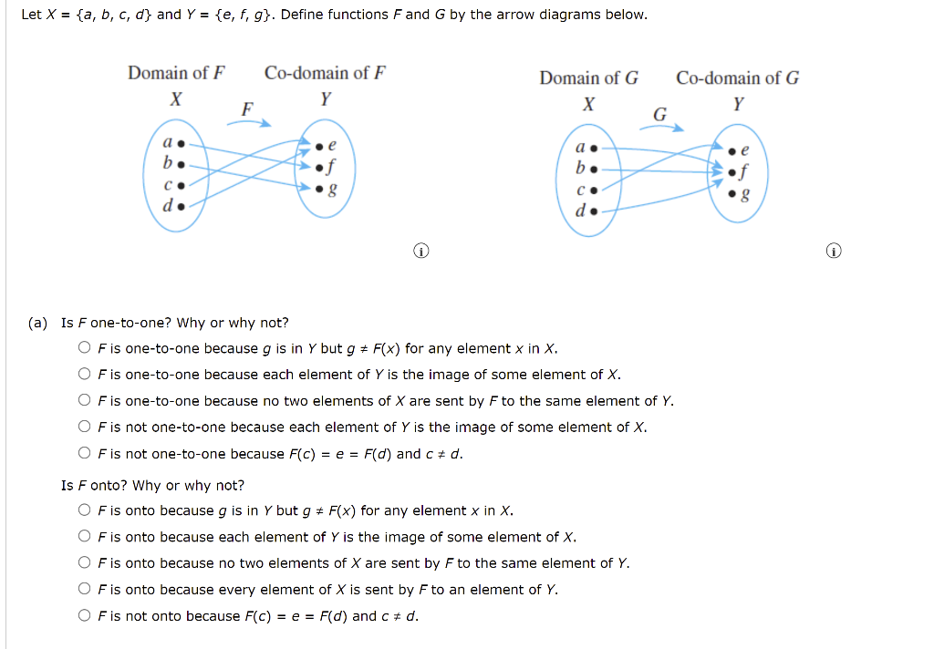 Solved Let X = {a,b,c,d} and Y = {e, f, g}. Define functions | Chegg.com