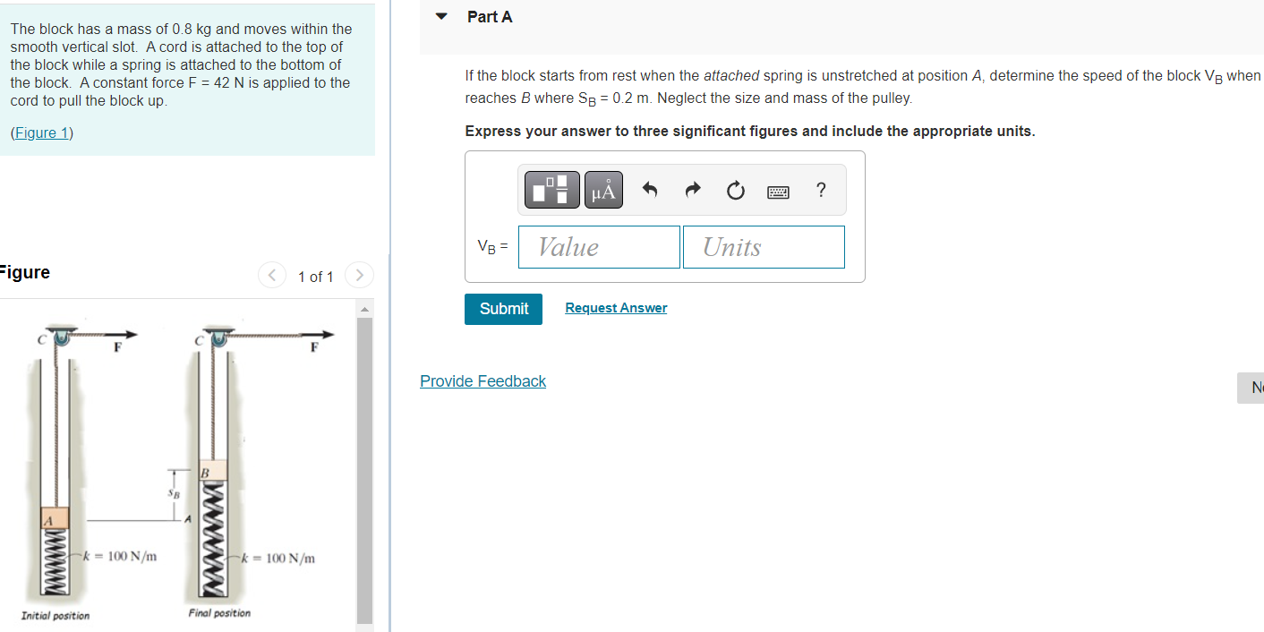 Solved The block has a mass of 0.8 kg and moves within the | Chegg.com