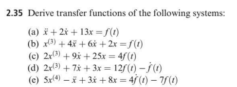 Solved 2.35 ﻿Derive transfer functions of the following | Chegg.com