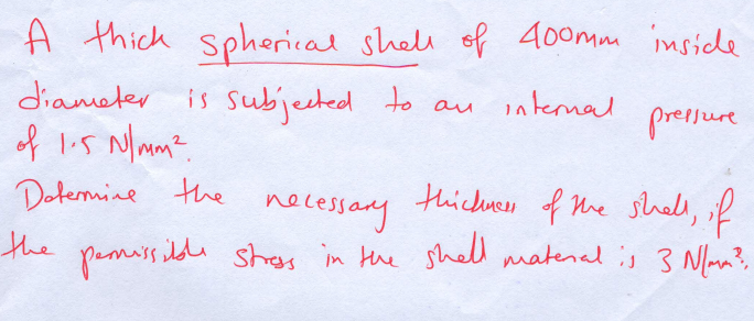 Solved A thick spherical shell of 400mm inside diameter is | Chegg.com