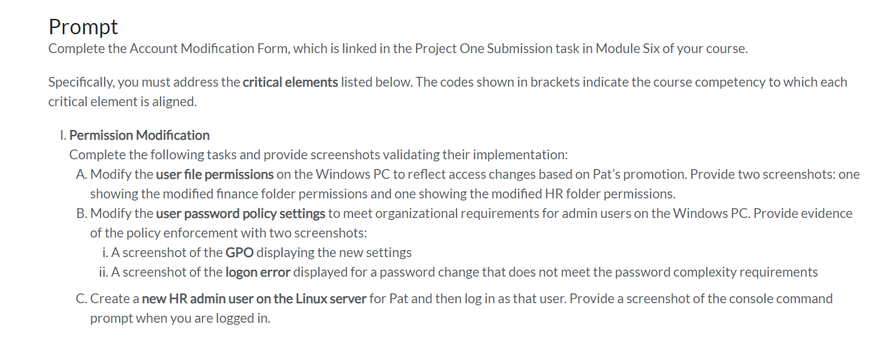 Prompt Complete the Account Modification Form, which | Chegg.com
