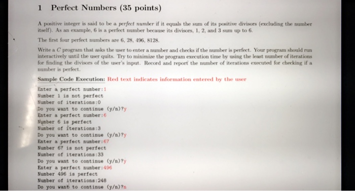 Solved A positive integer is said to be a perfect number if | Chegg.com