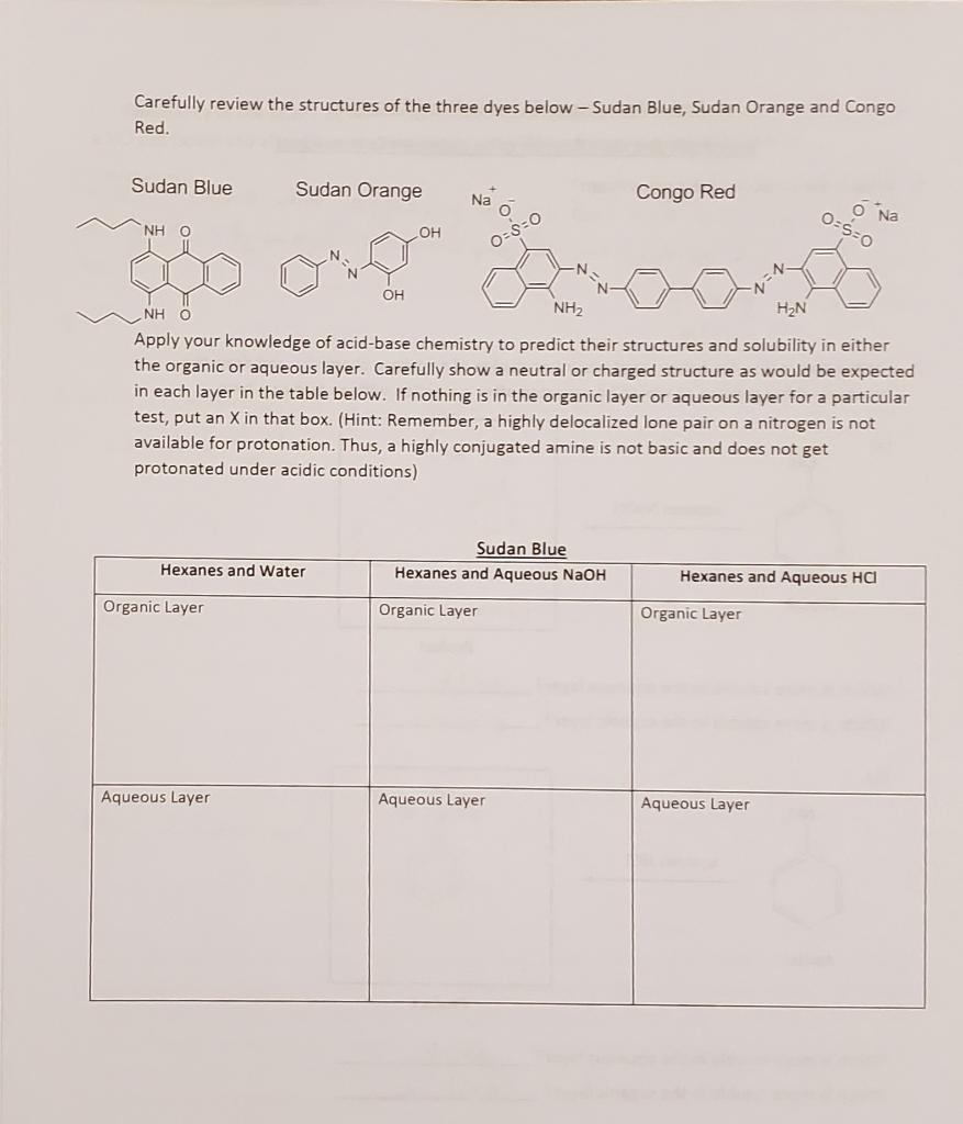 Solved Carefully review the structures of the three dyes | Chegg.com