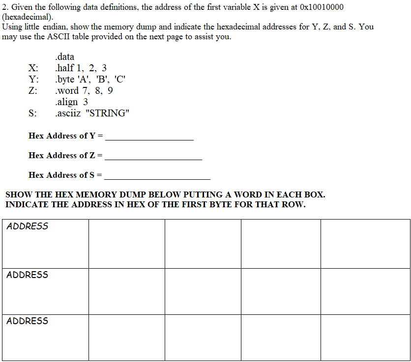 Solved 2. Given the following data definitions, the address | Chegg.com