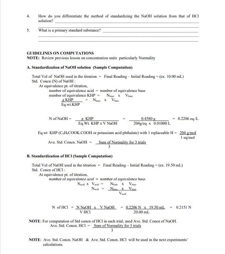 Solved Expt. 2 Preparation and Standardization of Solutions | Chegg.com