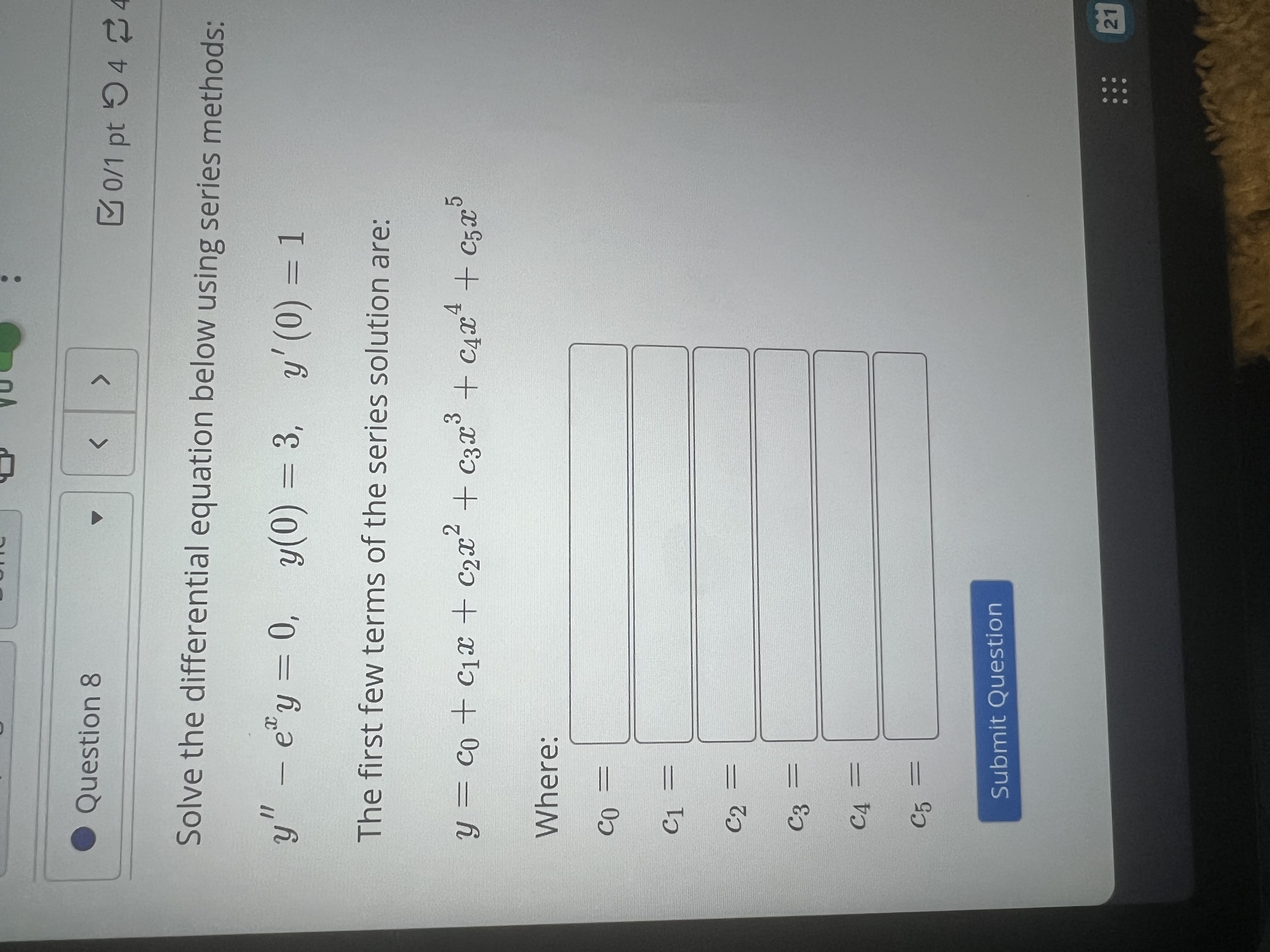 [Solved]: Solve the differential equation below using series