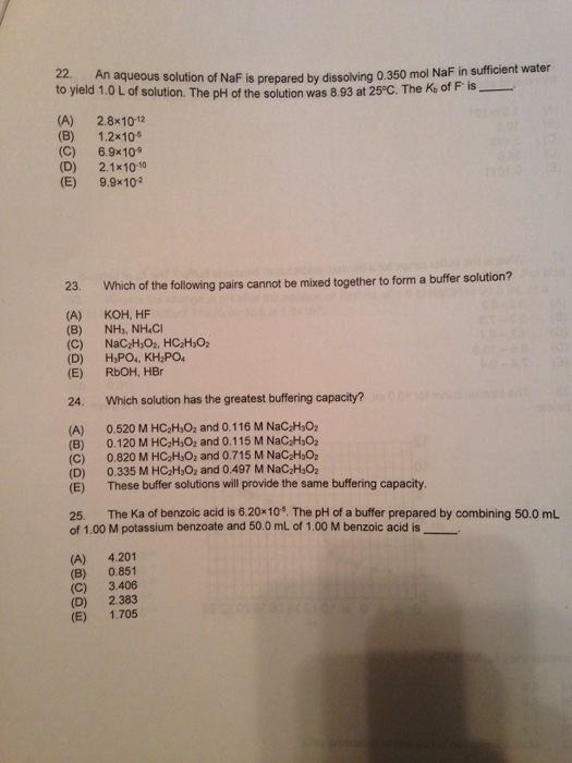 Solved 0.350 mol NaF in sufficient water 22. An aqueous | Chegg.com