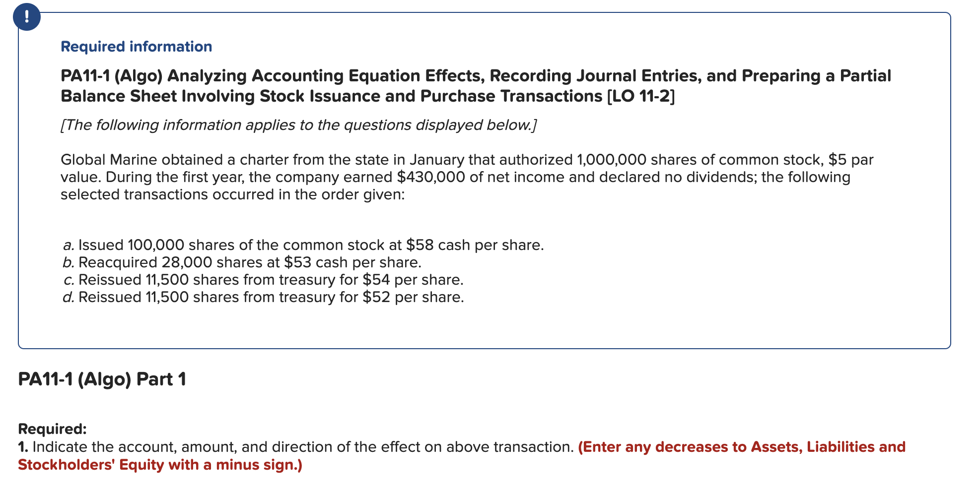 Solved PA11-1 (Algo) Analyzing Accounting Equation Effects, | Chegg.com