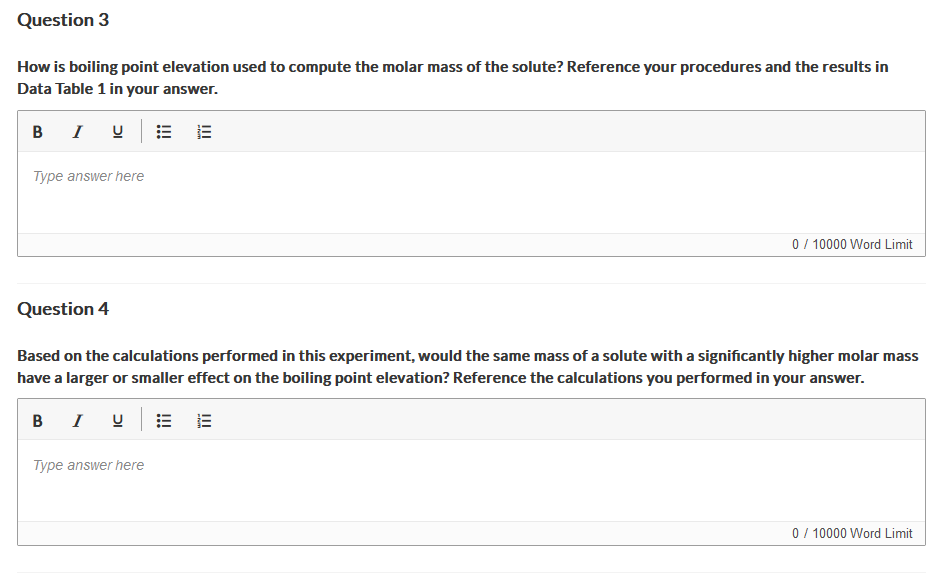 Data Table 1: Boiling Point Elevation Data | Chegg.com