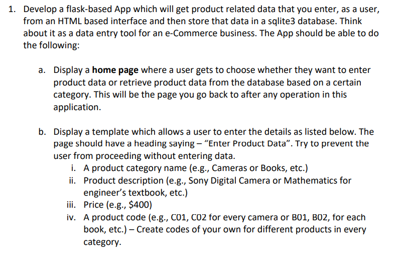 Solved Develop a flask-based App which will get product | Chegg.com