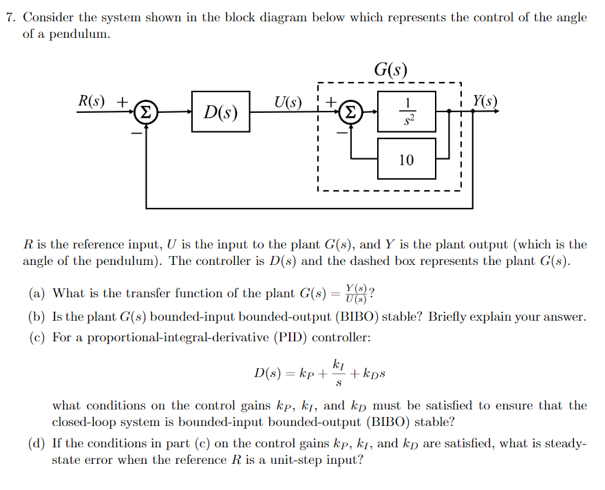 Solved 7. Consider the system shown in the block diagram | Chegg.com