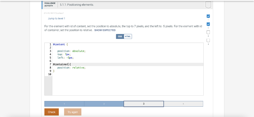 Solved CHALLENGE ACTIVITY 5.1.1: Positioning elements | Chegg.com
