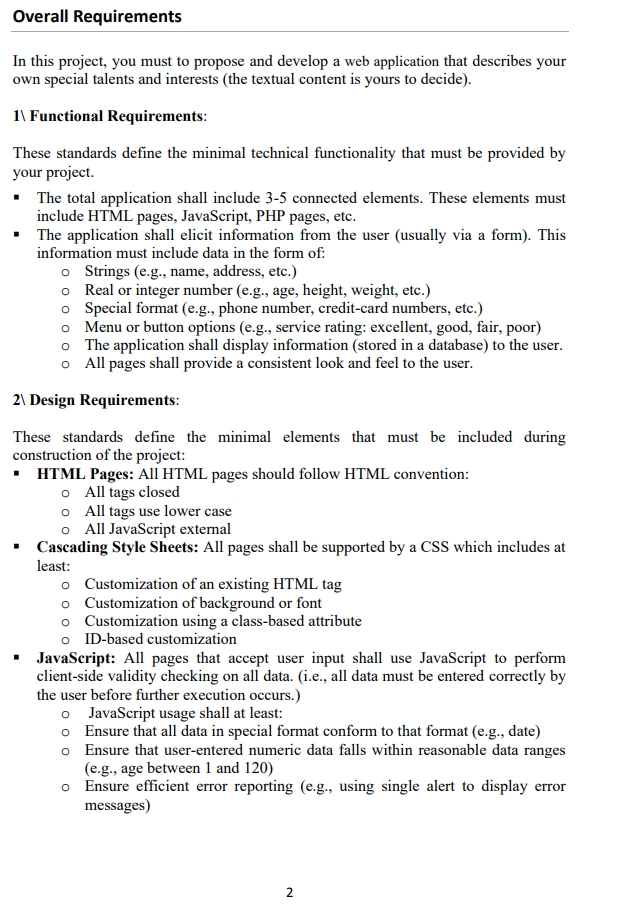 Solved - ICL0 3.1]: PROJECT #2: Development of a web | Chegg.com