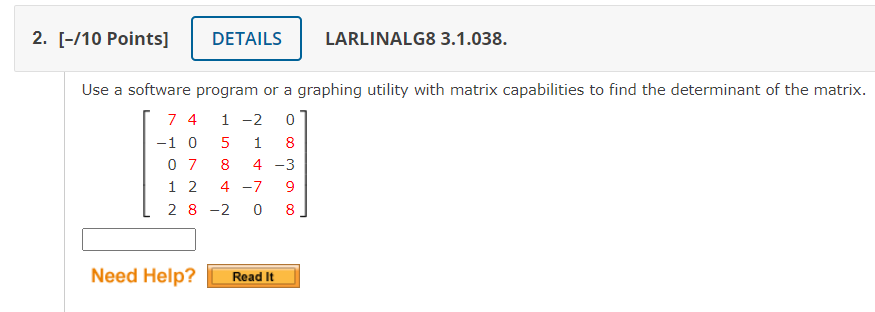 Solved 2. [-/10 Points] DETAILS LARLINALG8 3.1.038. Use a | Chegg.com
