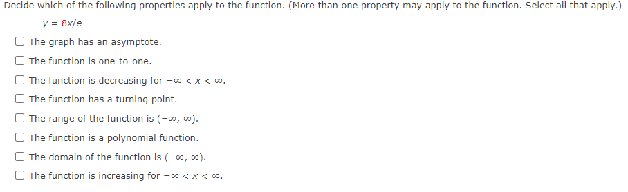 Solved Decide which of the following properties apply to the | Chegg.com