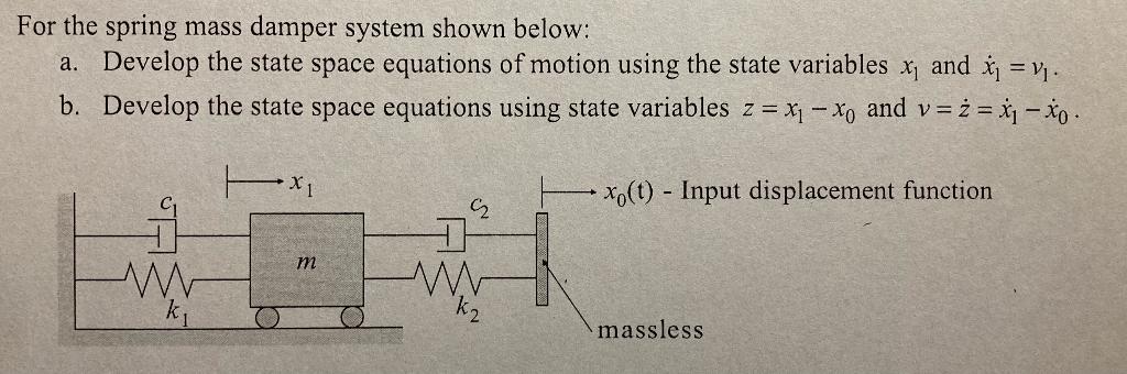 Solved For the spring mass damper system shown below: a. | Chegg.com