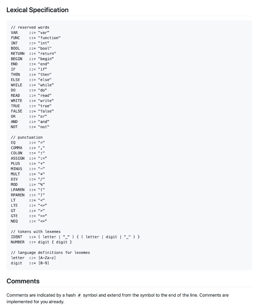 I need help completing the lexer.c file. There are a | Chegg.com