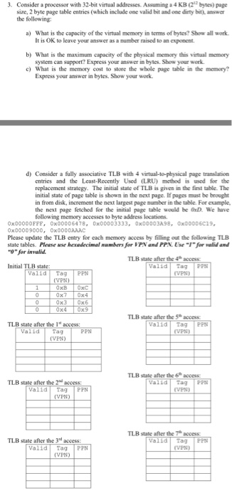 Solved 3. Consider a processor with 32-bit virtual | Chegg.com