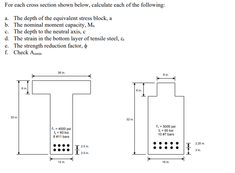 Solved For each cross section shown below, calculate each of | Chegg.com