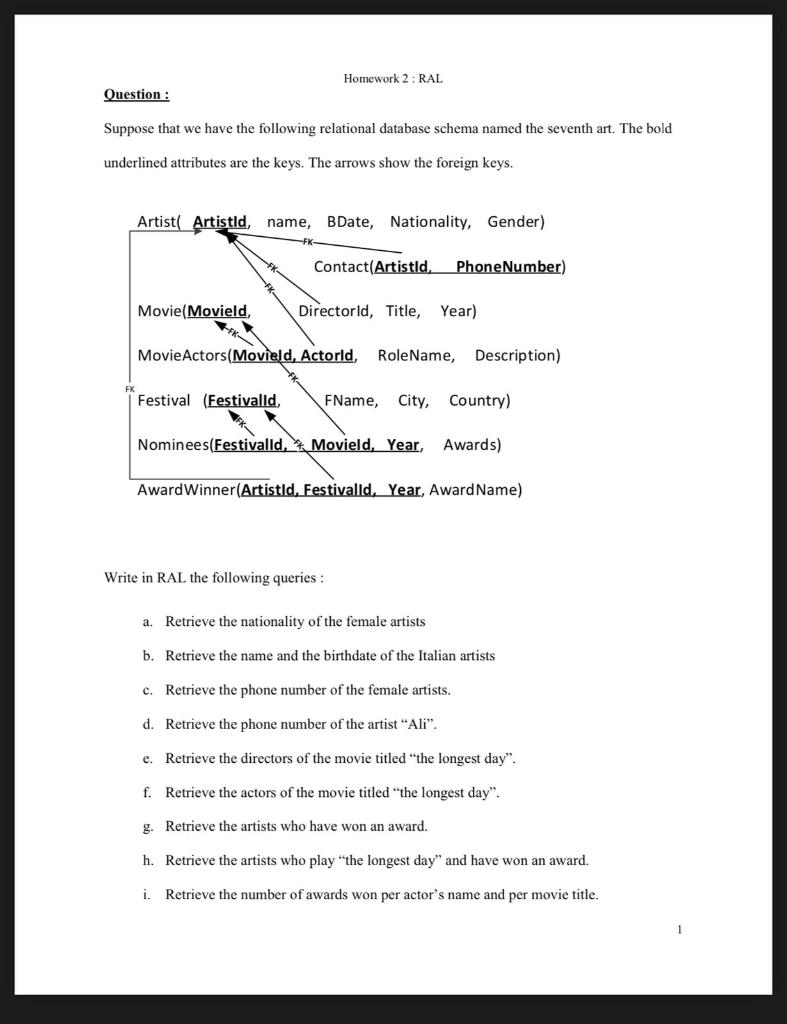 Solved answer all parts (a-i) in relational algebra form NOT | Chegg.com