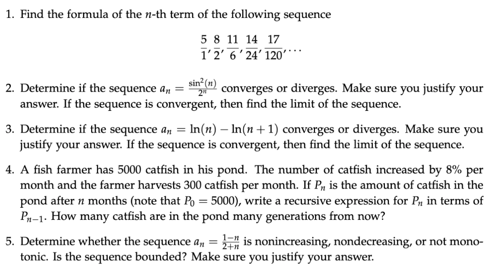 Solved 1. Find the formula of the n-th term of the following | Chegg.com