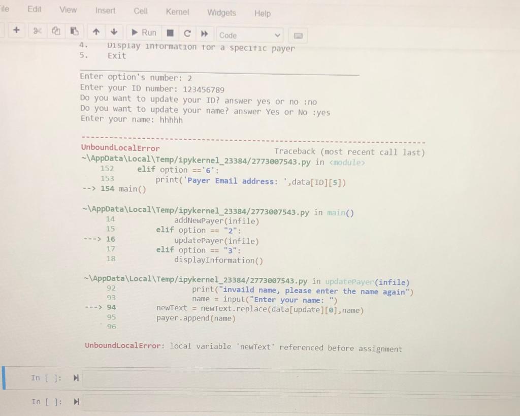 Solved I want to know what is the wrong in the python | Chegg.com