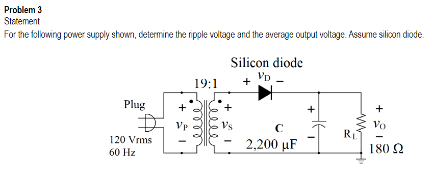 Solved For the following power supply shown, determine the | Chegg.com