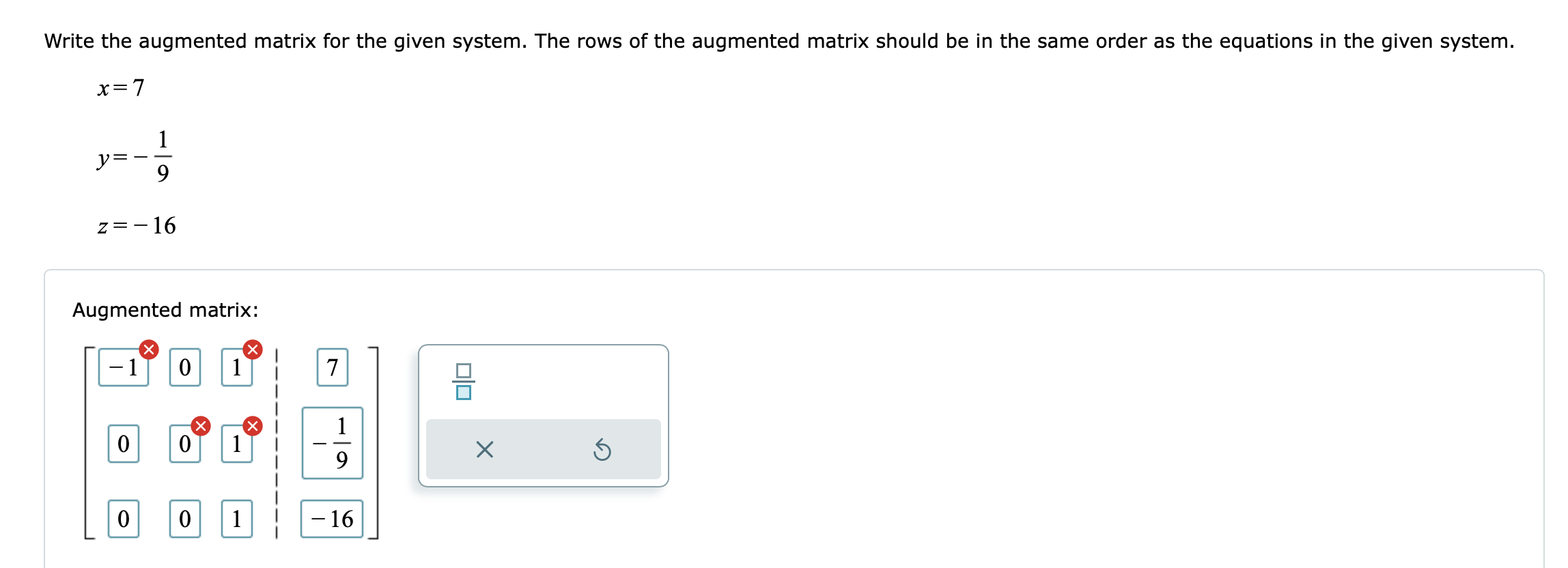 Solved Write the augmented matrix for the given system. The | Chegg.com