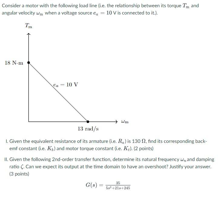 Solved Consider a motor with the following load line (i.e. | Chegg.com