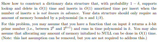 Show how to construct a dictionary data structure | Chegg.com