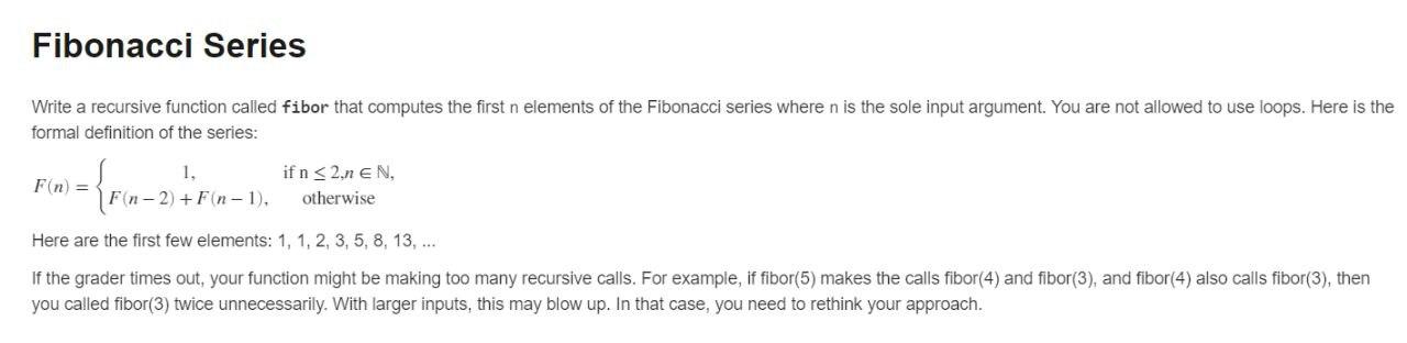 Solved Fibonacci Series Write a recursive function called | Chegg.com