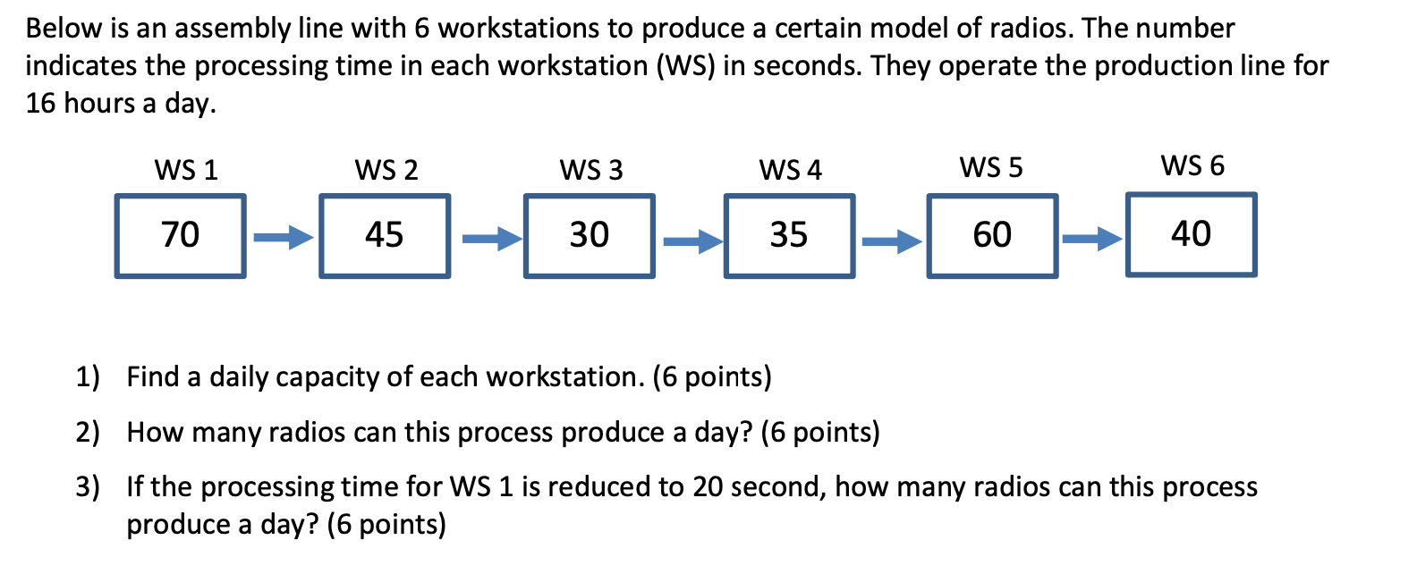 Solved Below is an assembly line with 6 workstations to | Chegg.com
